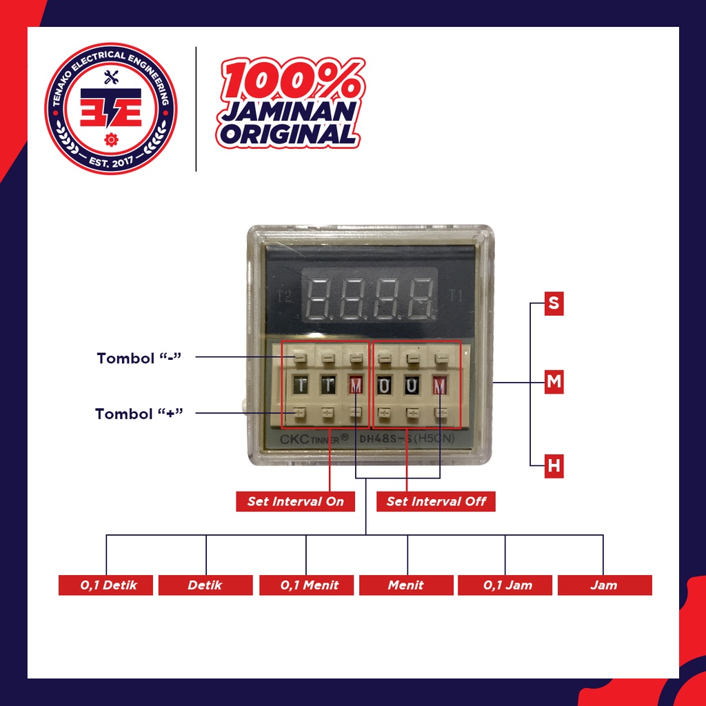 Jual Twin Timer Relay DH48S-S Counter Digital Model H5CN 220V AC 24V AC ...