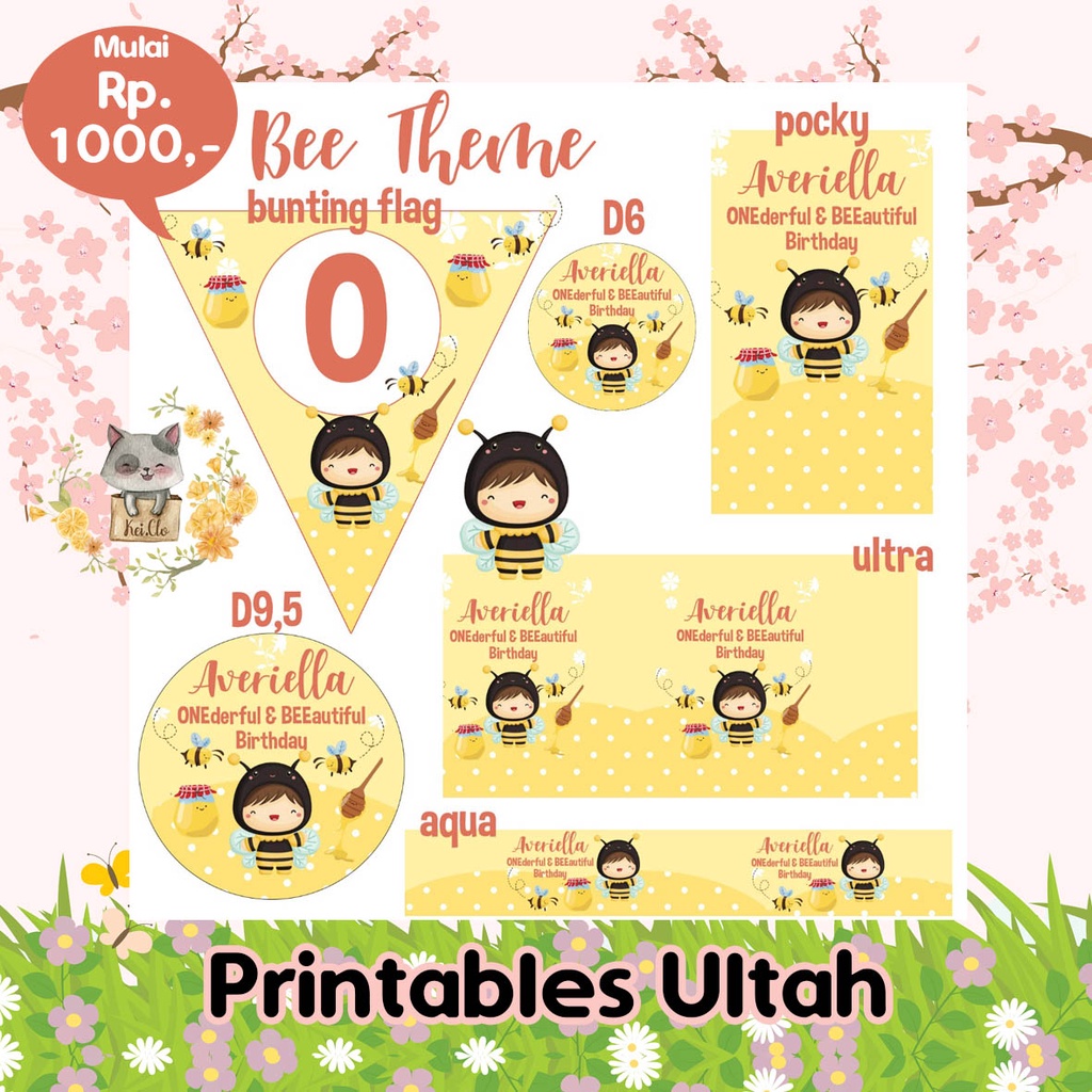 Jual Printable Tema Bee/ Pintables Ultah Tema Lebah | Shopee Indonesia