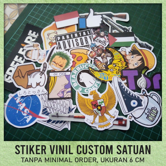 Jual Stiker Vinil Custom Satuan Tanpa minimal Order Gambar Bebas Tahan ...
