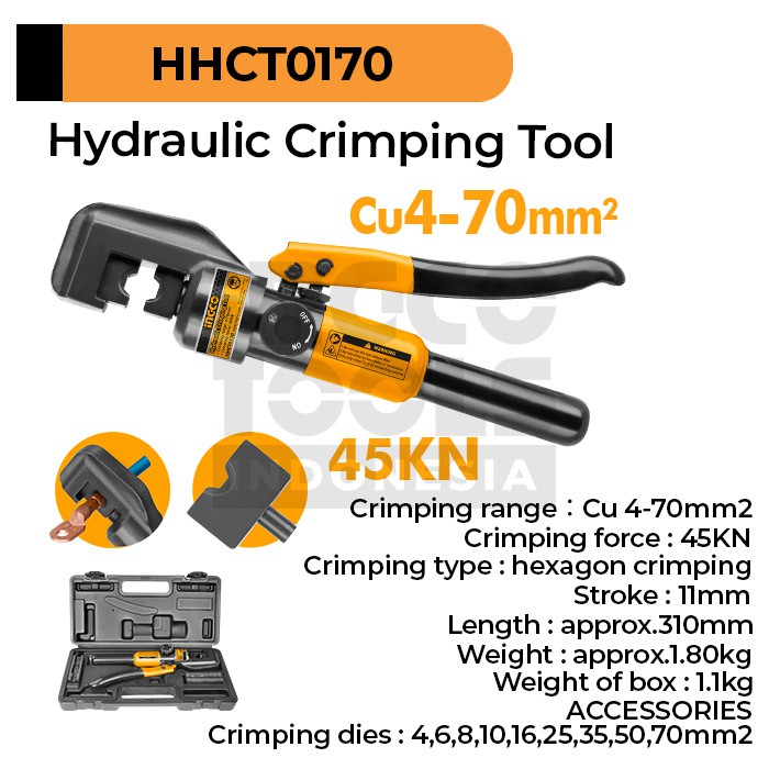 Jual Hydraulic Crimping Tool (70mm 45kN) INGCO HHCT0170 Tang Press Skun ...