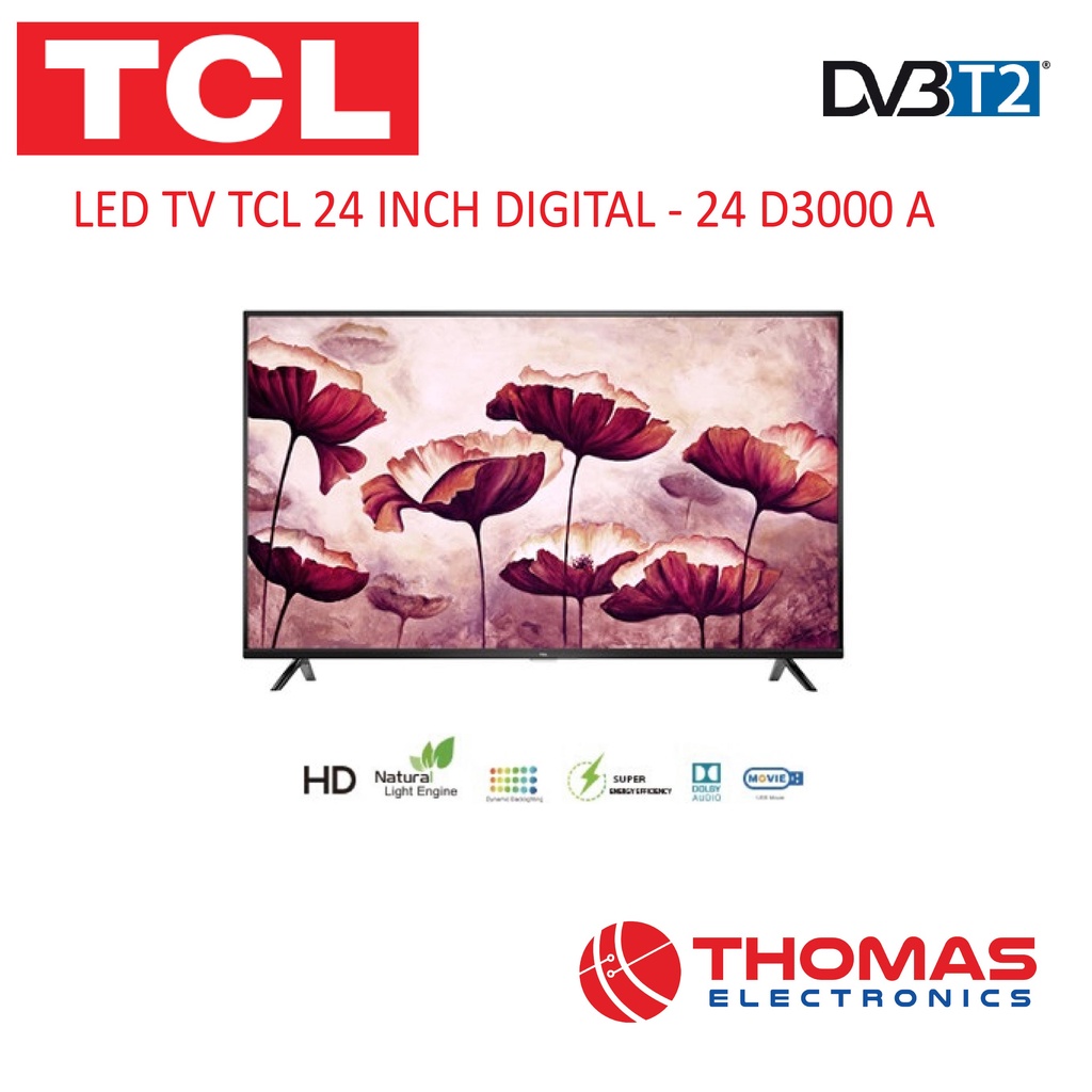 Jual LED TV TCL 24 INCH 24D3000 LED TV DVBT2 24 D 3000 A | Shopee Indonesia