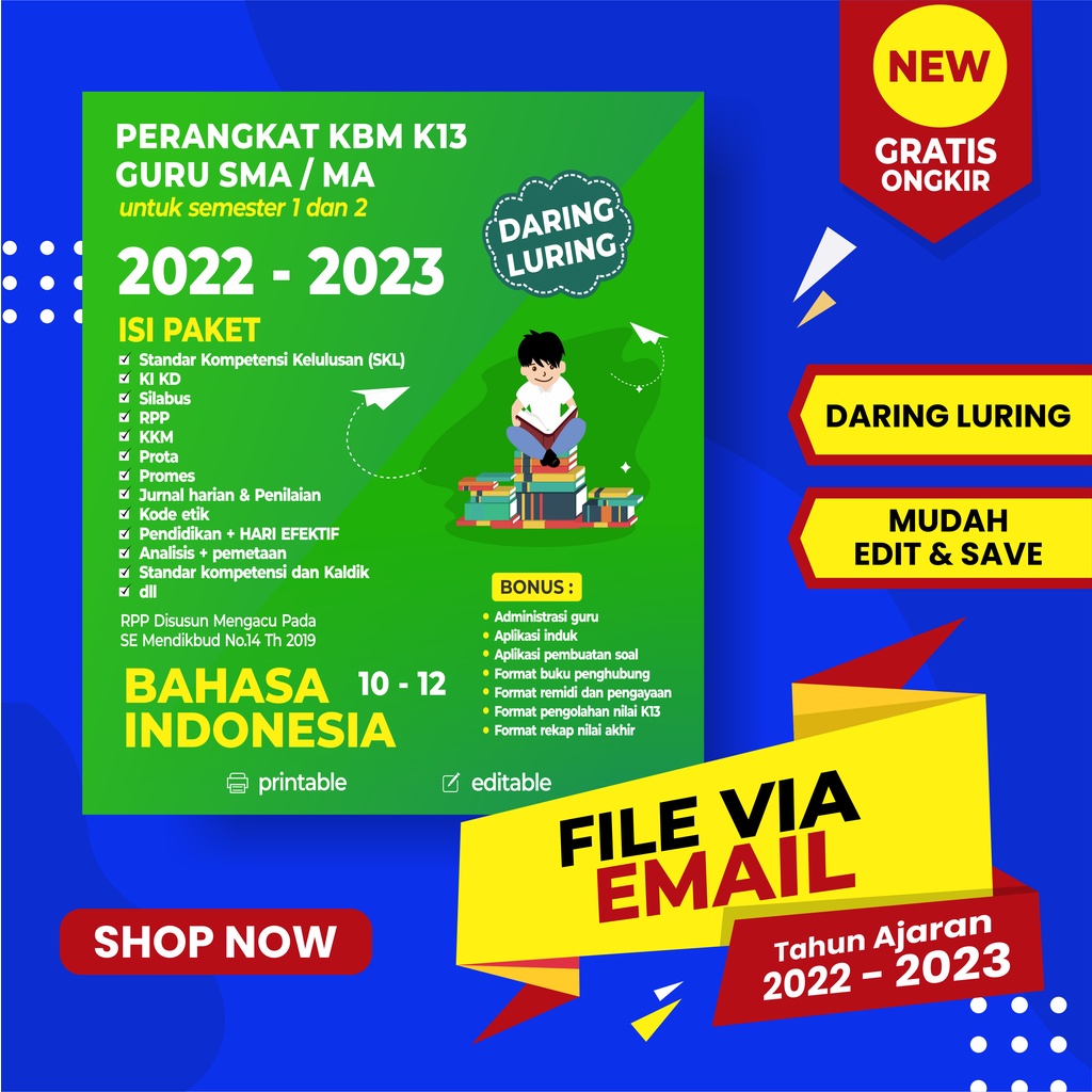 Jual RPP BAHASA INDONESIA SMA FORMAT 1 LEMBAR K13 KELAS 10, 11, 12 ...