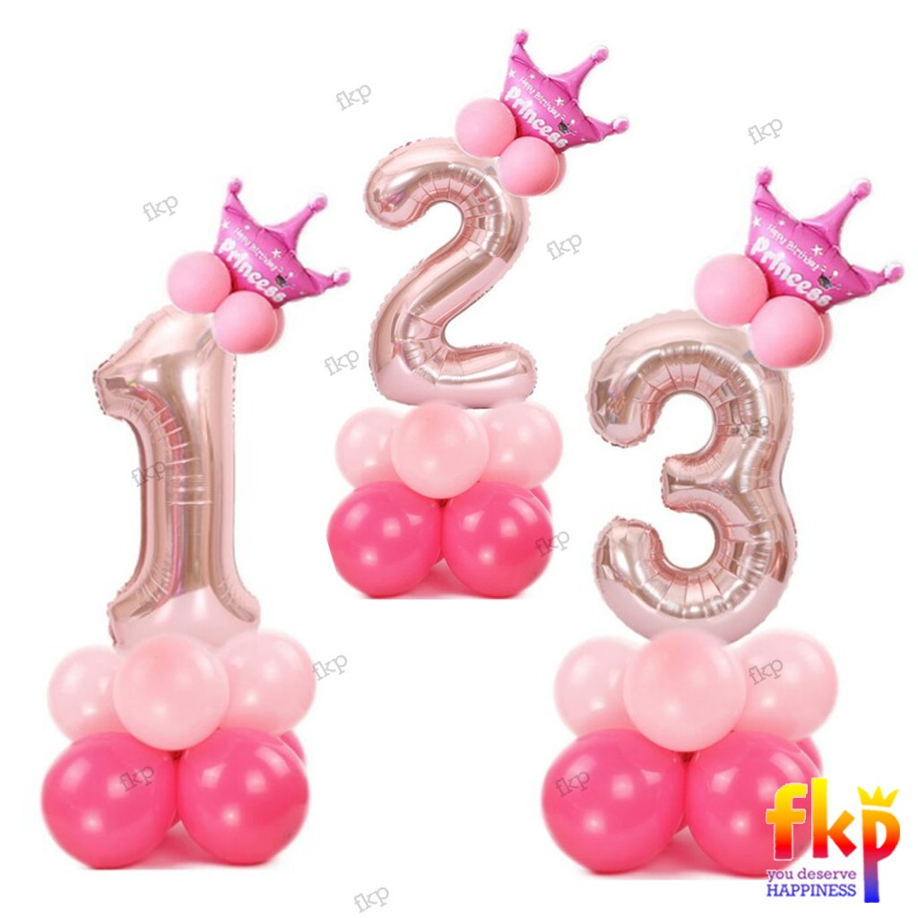 Jual FUN KIDS PARTY Balon Angka Berdiri Ulang Tahun Anak Perempuan ...