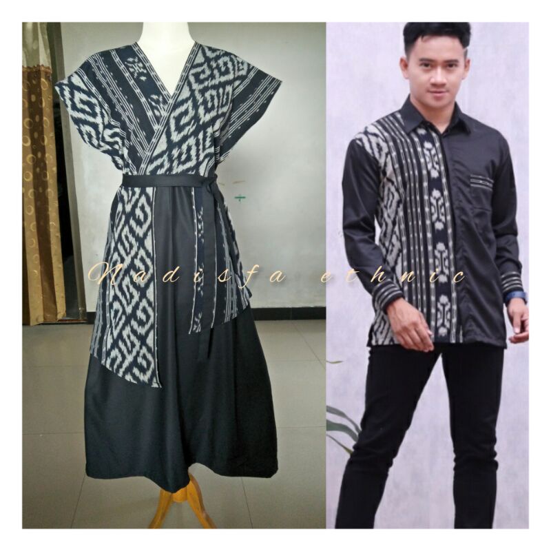 Jual ready stok baju couple series dress ayamia tunik tenun kemeja panjang tenun etnik baju ...