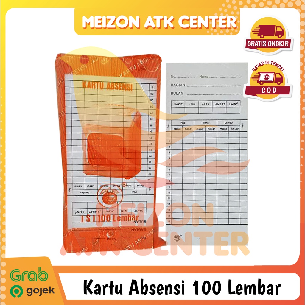 Jual Kartu Absensi Card Absent [1 PACK 100 Lembar] | Shopee Indonesia