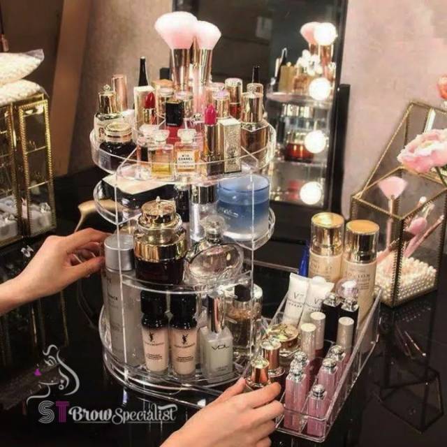Jual Rak Kosmetik Acrylic Putar + Stand Lipstick/All In ( NEW MODEL ...