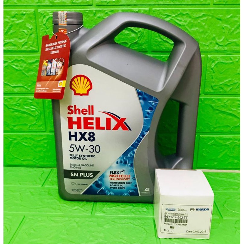 Jual Oli Shell helix HX8 5W-30 4Liter / paket filter oli Mazda 2 3 4 5 ...
