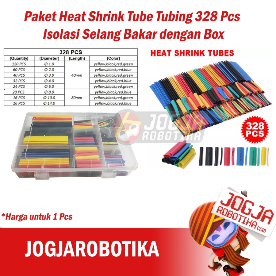 Jual Paket Heat Shrink Tube Tubing 328 Pcs Isolasi Selang Bakar dengan ...