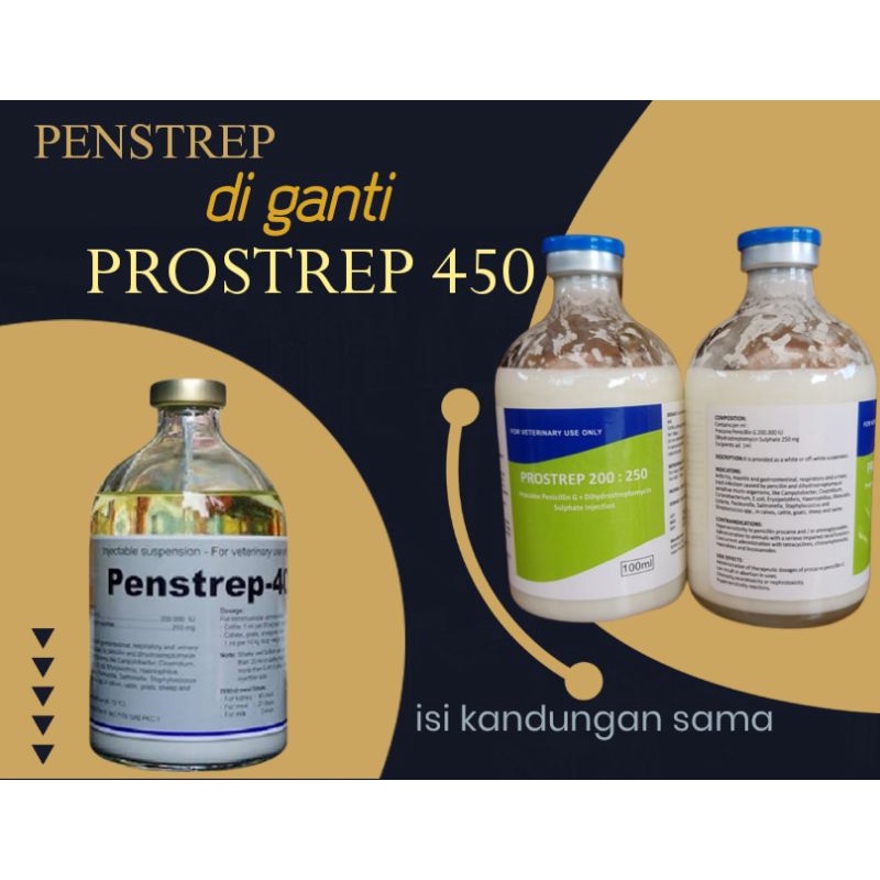 Jual PENSTREP DI GANTI Penesrep 100 ml - Antibiotik Injeksi Pernafasan Pencernaan Hewan. obat ...