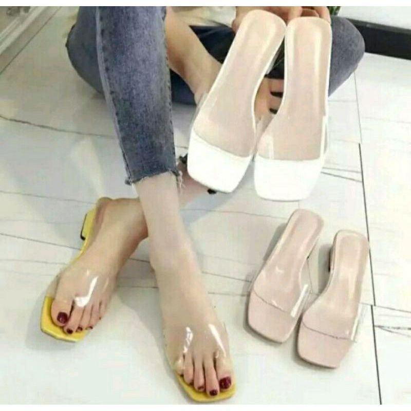 Jual Sendal wanita hak 3cm mika real fictur shy-003 | Shopee Indonesia