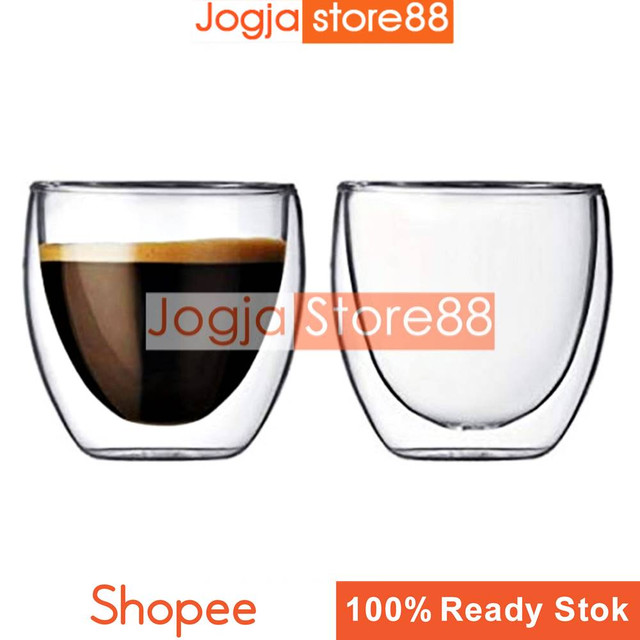Jual Gelas Double Wall Anti Panas Insulated Cup 250ml - Transparent | Shopee Indonesia