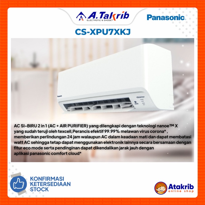 Jual PANASONIC AC INVERTER 3/4 PK CS-XPU7XKJ 2 in 1 (AC + AIR PURIFIER ...