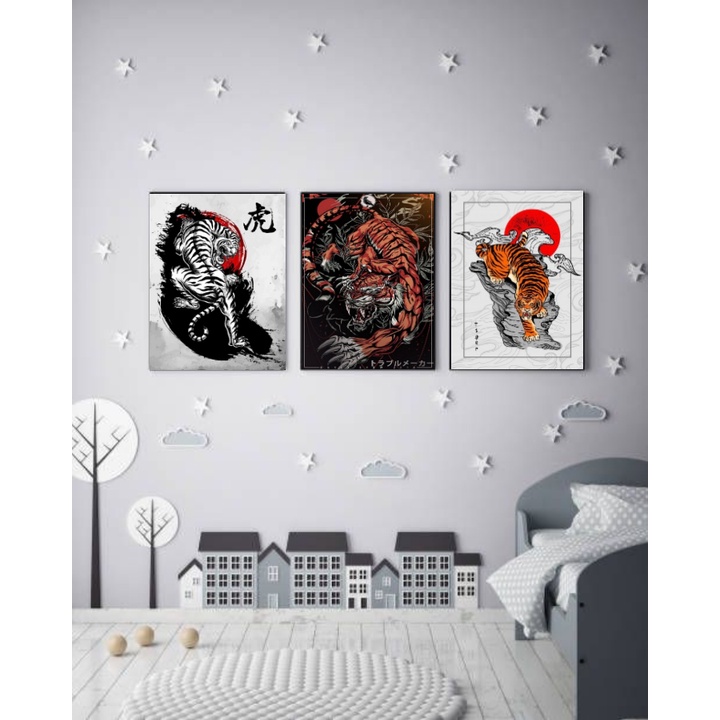 Jual Poster Kayu Hiasan Dinding Wall Decor Motip Abstrak Harimau ...