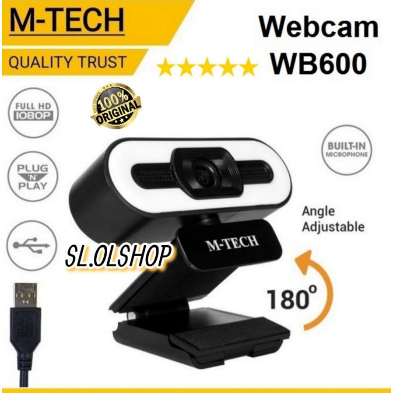 Jual MTECH Mtech WEBCAM WB 600 1080P FULL HD RING LIGHT BUILT IN MIC ...