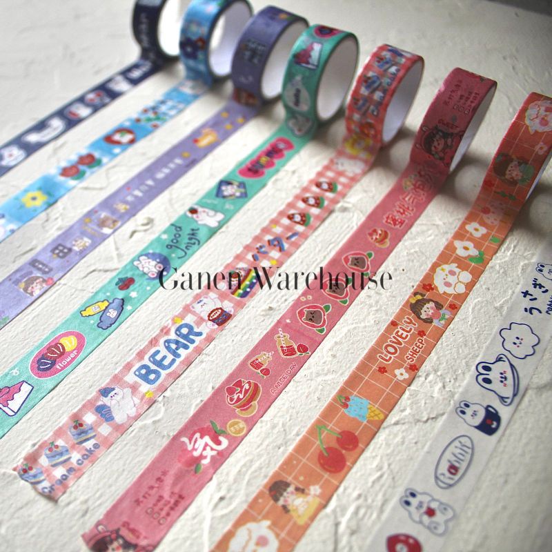 Jual [GW] Washi Tapes Selotip 1 pc Motif Warna Warni Cute Bujo Planner ...