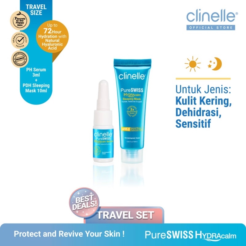 Jual CLINELLE [Travel Pack] PureSwiss Serum 3 ml + Sleeping Mask 10 ml ...