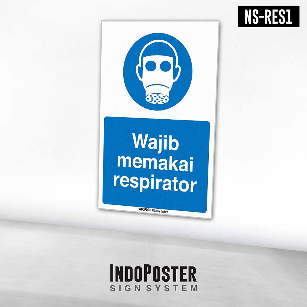 Jual Stiker Safety Sign Rambu K3 Wajib Memakai Respirator Alat Bantu ...