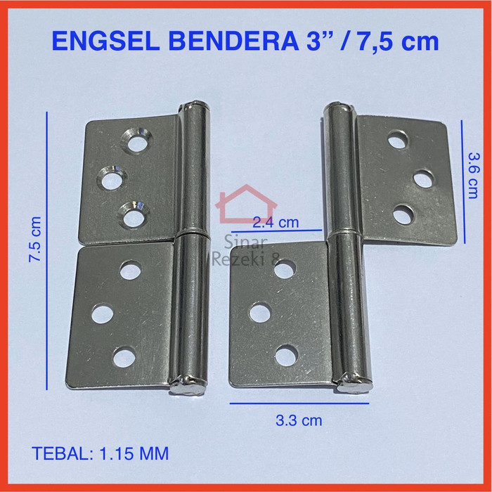 Jual Engsel Bendera Cabut 3" inch Stainless Pintu Bongkar Pasang Lipat ...