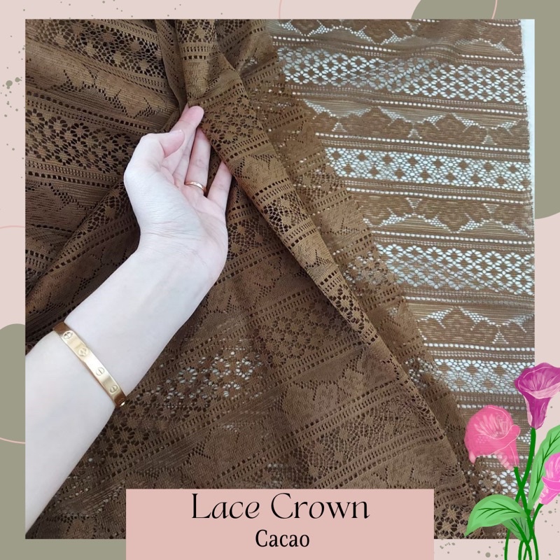 Jual Bahan Kain Brokat Brukat Halus Lace Motif Salur Crown Warna Dusty ...