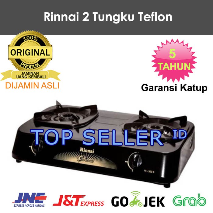 Jual Kompor Gas Rinnai 2 Tungku RI 302s Teflon Sun Burner Api Ekonomis ...