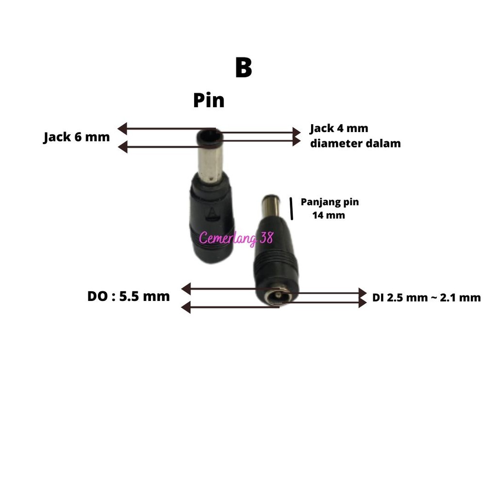 Jual Converter jack DC standard (DO:5.5mm) ke berbagai ukuran (bisa ...