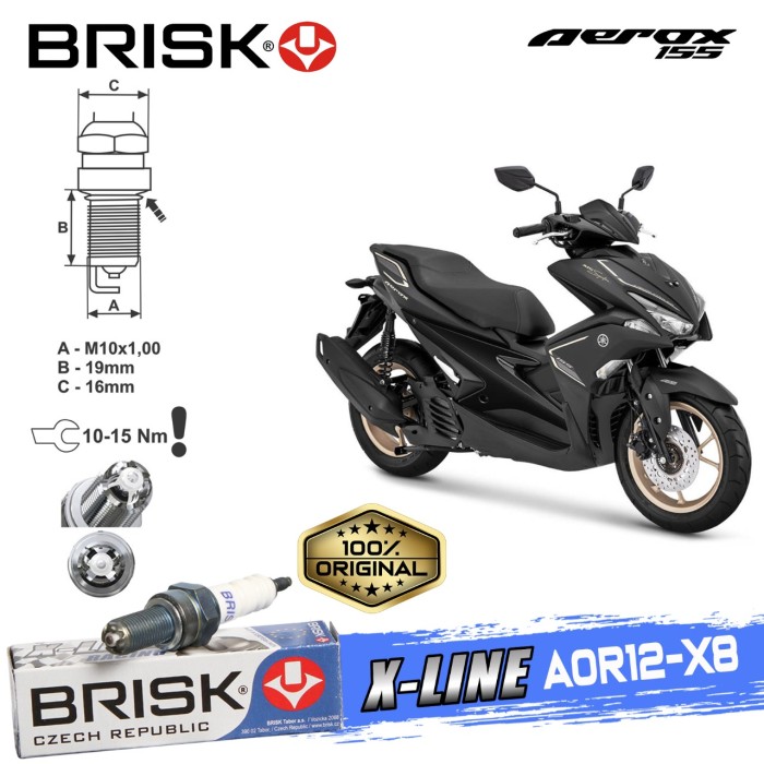 Jual BUSI BRISK X-LINE TIPE AOR12-X8 YAMAHA AEROX 155 | Shopee Indonesia