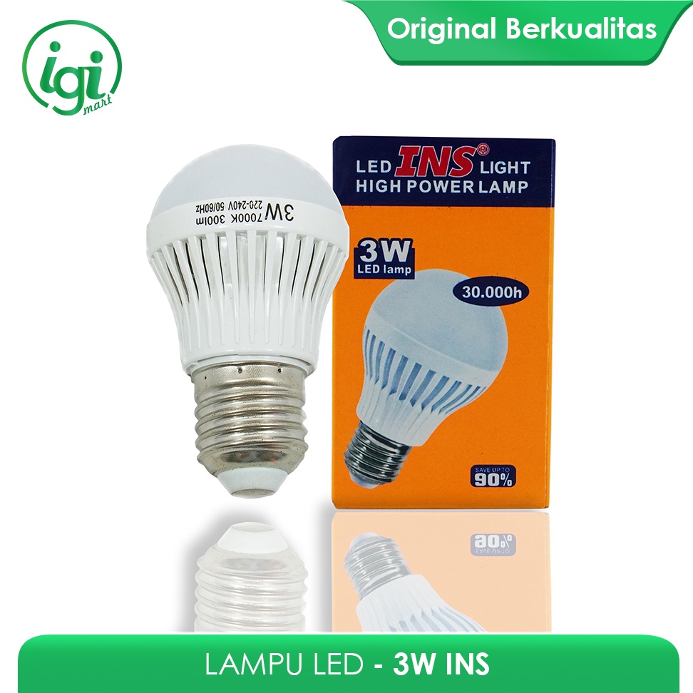 Jual LAMPU LED INS 3 WATT / LED BULB 3 WATT / BOHLAM LED 3 WATT PUTIH ...