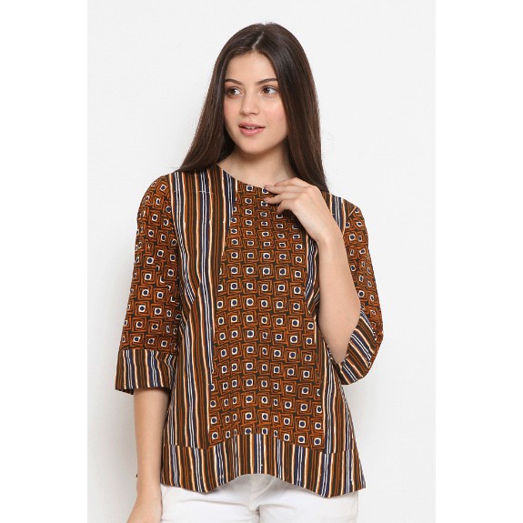 Jual NONA RARA - Vika Sogan T0470, Baju Batik Kasual Modern | Shopee ...