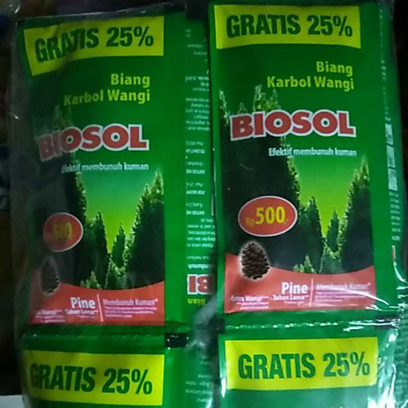 Jual [SR-Mart] Karbol wangi BIOSOL saset 25 Ml (6 renteng gratis 1 renteng | Shopee Indonesia
