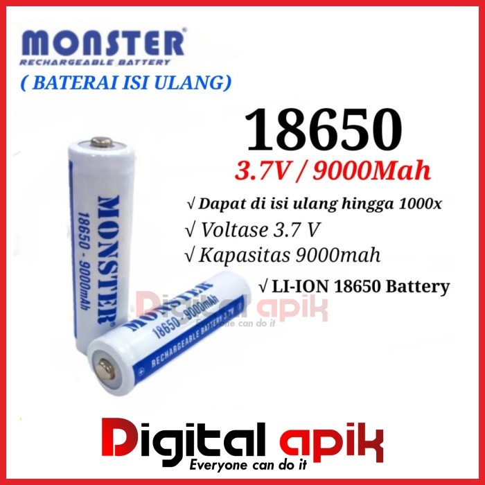 Jual Baterai 18650 Batre Isi Ulang Battery Cas Senter Laser Li-iON 9000 mAh | Shopee Indonesia