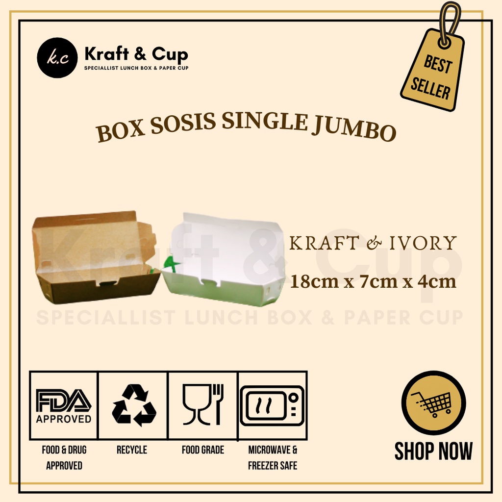 Jual Box Sosis Bakar Size 18cm x 7cm x 4cm / Tempat Sosis Bakar / Box ...