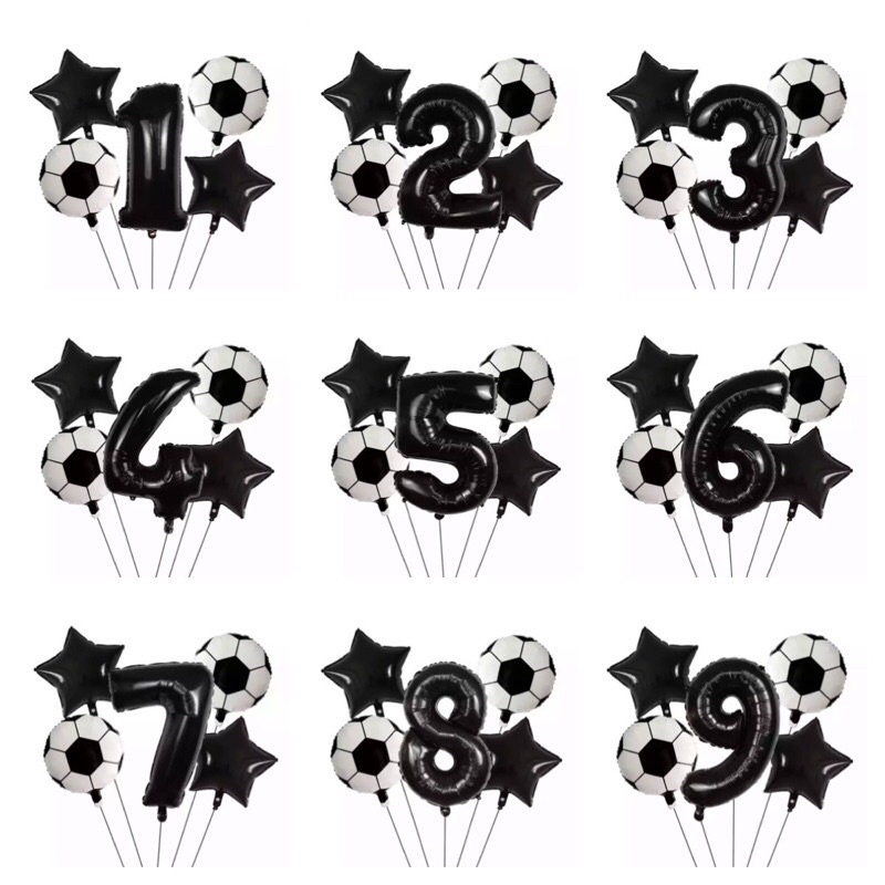 Jual Paket set balon angka jumbo tema bola isi 5 pcs ( bintang putih ...