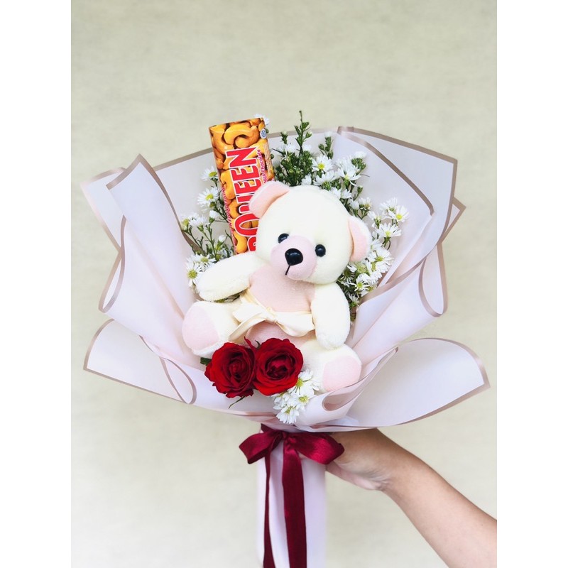 Jual Bucket wisuda bunga mawar asli hand bouquet flower simple romance ...