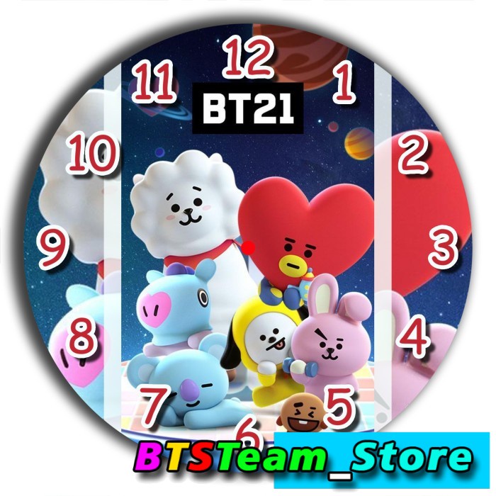 Jual BTS BT21 All Cute 3D Jam Dinding Kayu Custom Unik FREE DESIGN ...