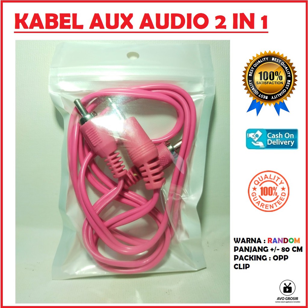 Jual kabel aux audio 2 in 1 RCA 2 in 1 solid aux Cable output speaker ...