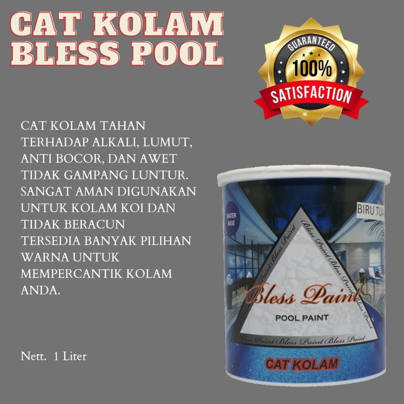 Jual CAT KOLAM RENANG IKAN KOI ANTI BOCOR MERK BLESS PAINT POOL PAINT ...