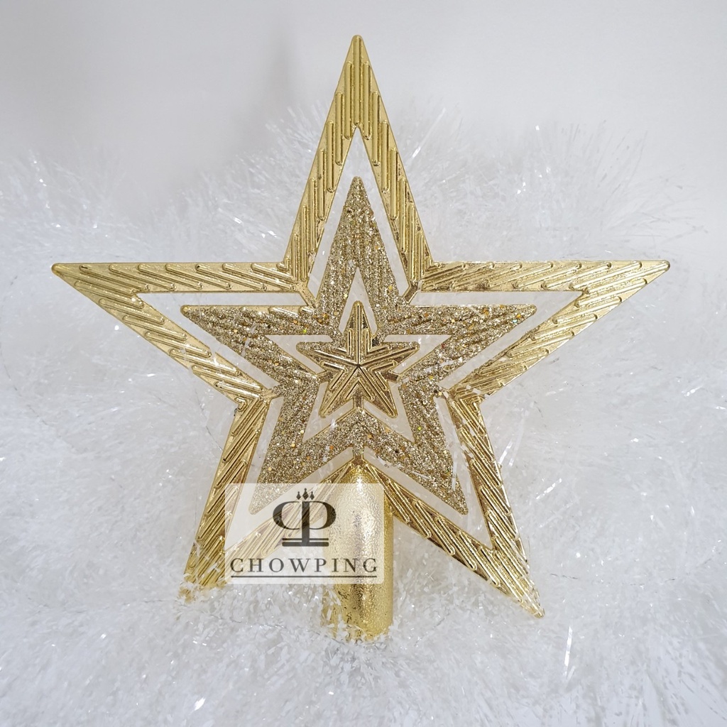 Jual Hiasan Dekorasi Ujung Puncak Pohon Natal Bintang Polos Gold 20cm ...