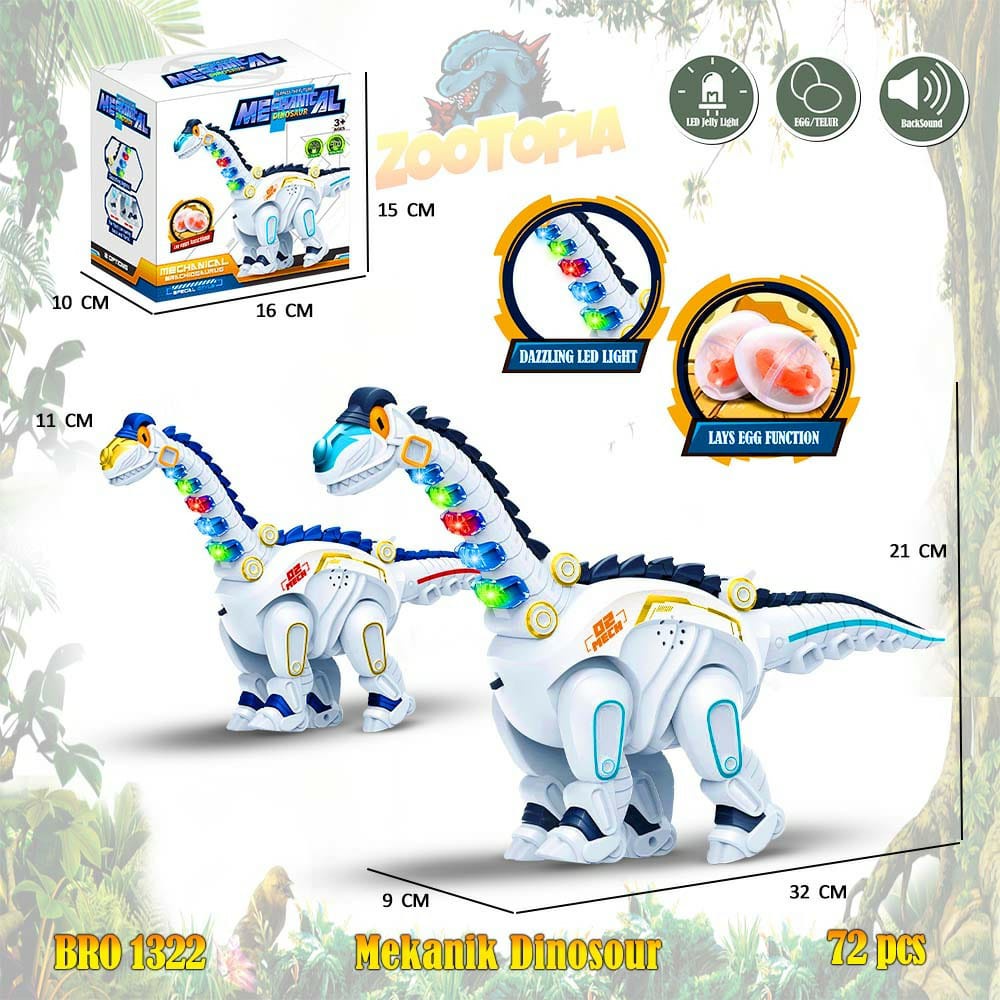 Jual MAINAN DINOSAURUS BRANCHIOSAURUS ROBOT BERTELUR DINO LEHER PANJANG ...