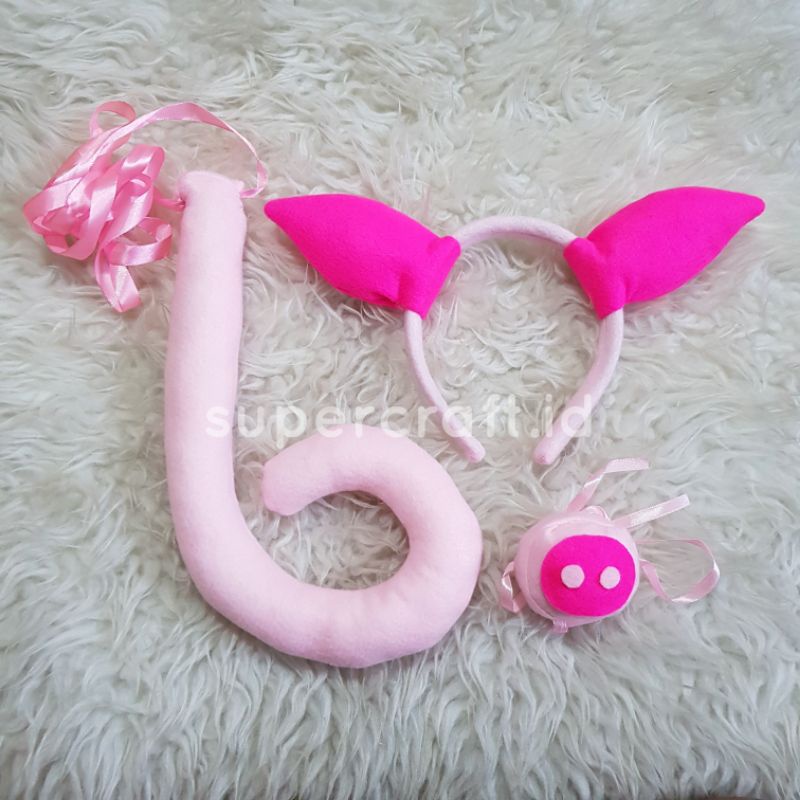 Jual Kostum Babi Kostum karakter Piglet Bando Babi Pig Tail Pink Pig ...