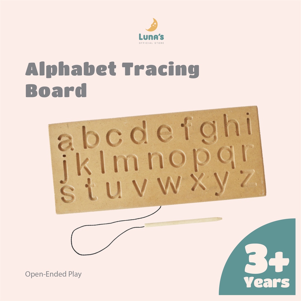 Jual Luna's Wooden Alphabet Tracing Board Game Montessori Papan Belajar ...