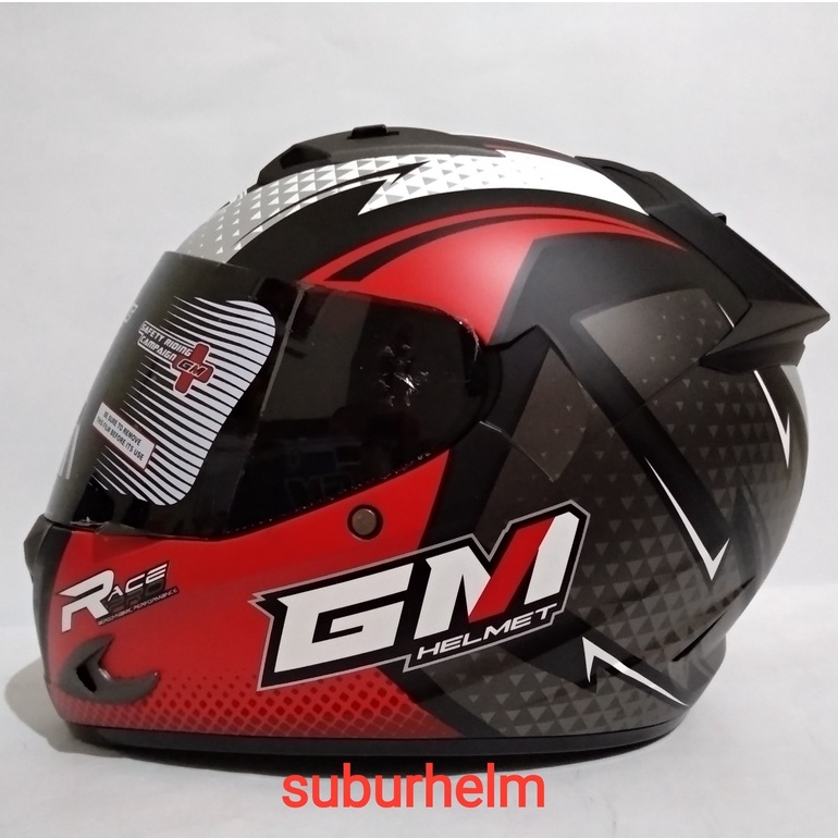 Jual HELM GM RACE PRO FLASH BLACK RED DOFF SINGLE VISOR SMOKE FULL FACE ...