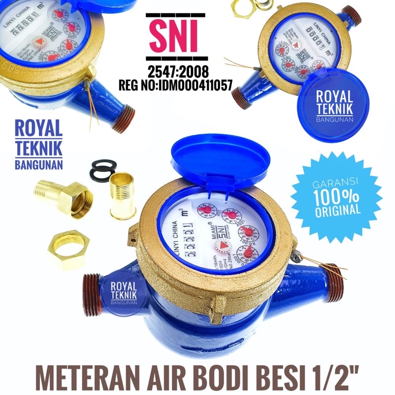 Jual Meteran Air Bodi Besi 1/2” inch / Ukur Arus Water Flow Meter SNI ...