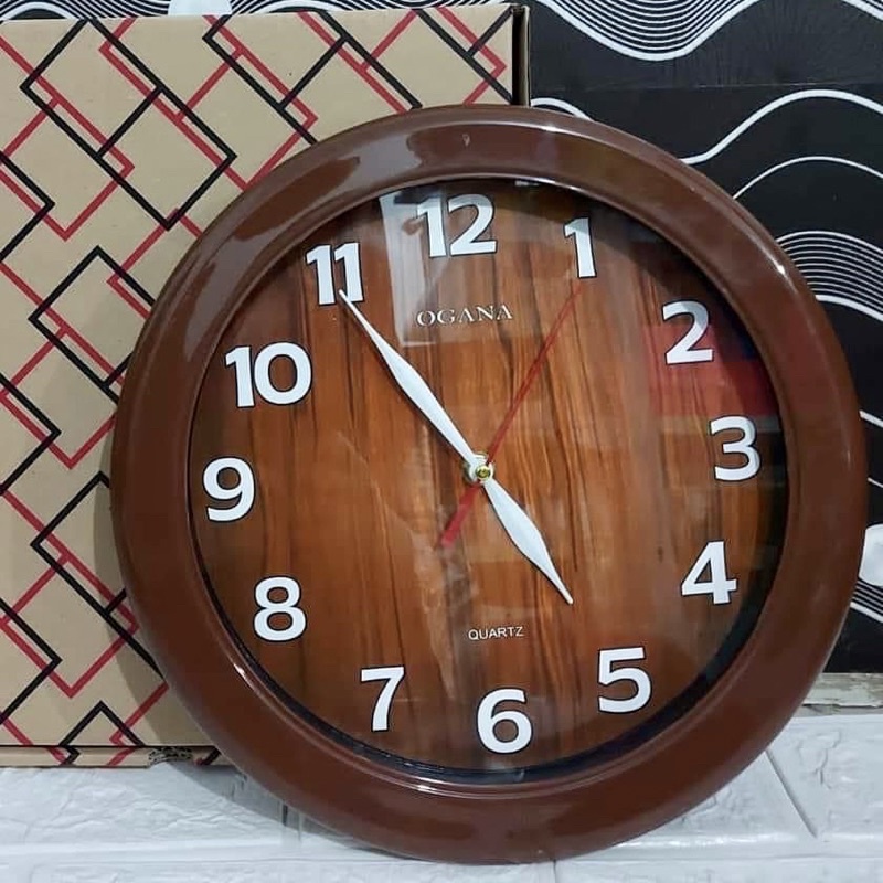 Jual Jam Dinding Ogana 8888 Motif Kayu 30 cm Free Packing Kardus ...