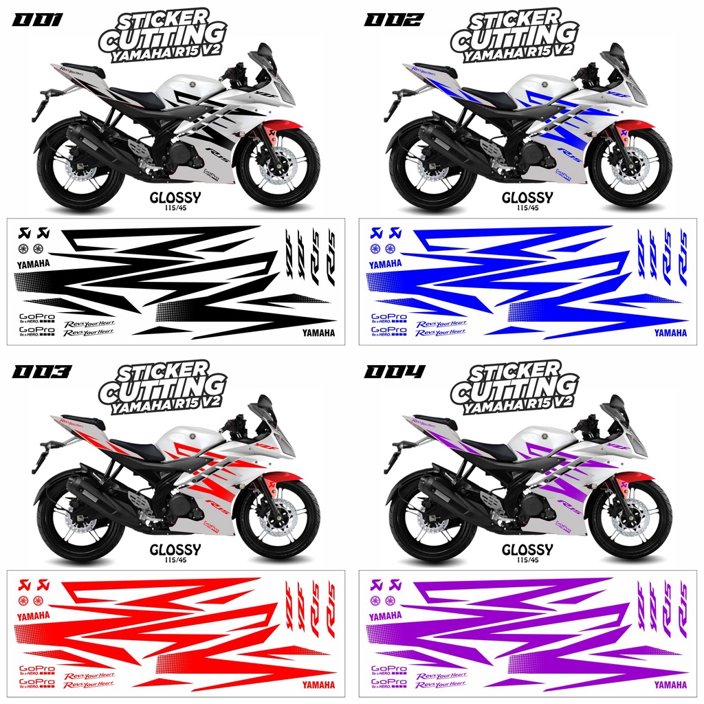 Jual Sticker Lis Cutting Yamaha R15 V2 GLOSSY Semua Ready COD packing ...