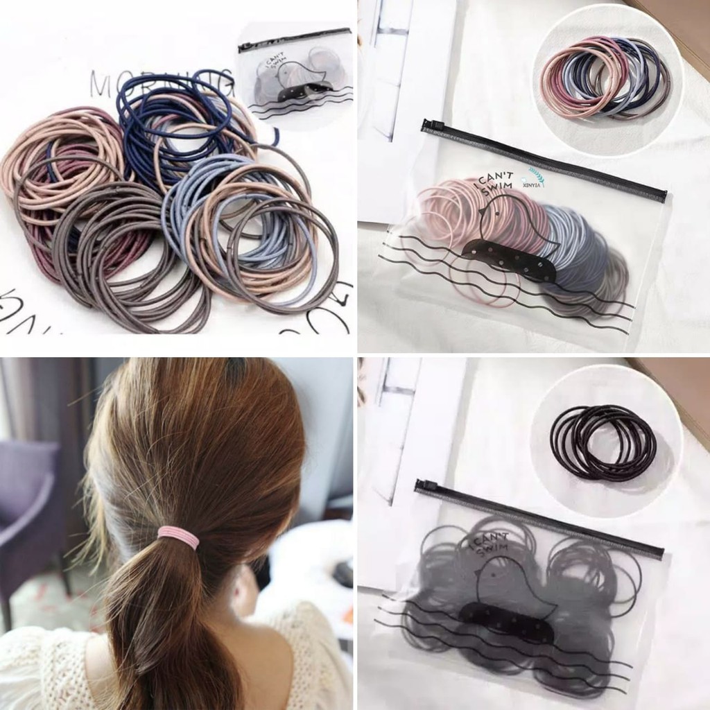 Jual Ikat Karet Rambut Gelang Besar 1Pouch 100Pcs | Shopee Indonesia