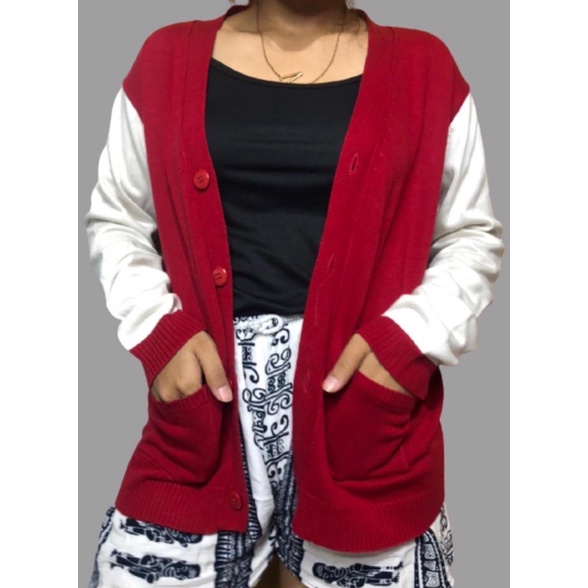 Jual CARDIGAN MERAH PUTIH | Shopee Indonesia