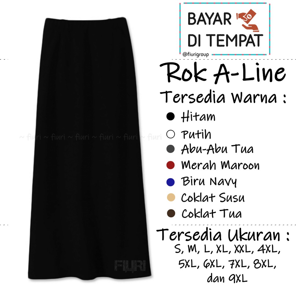Jual FIURI - Rok Kain Hitam Panjang Model A - Rok Kain Model A - A-Line ...
