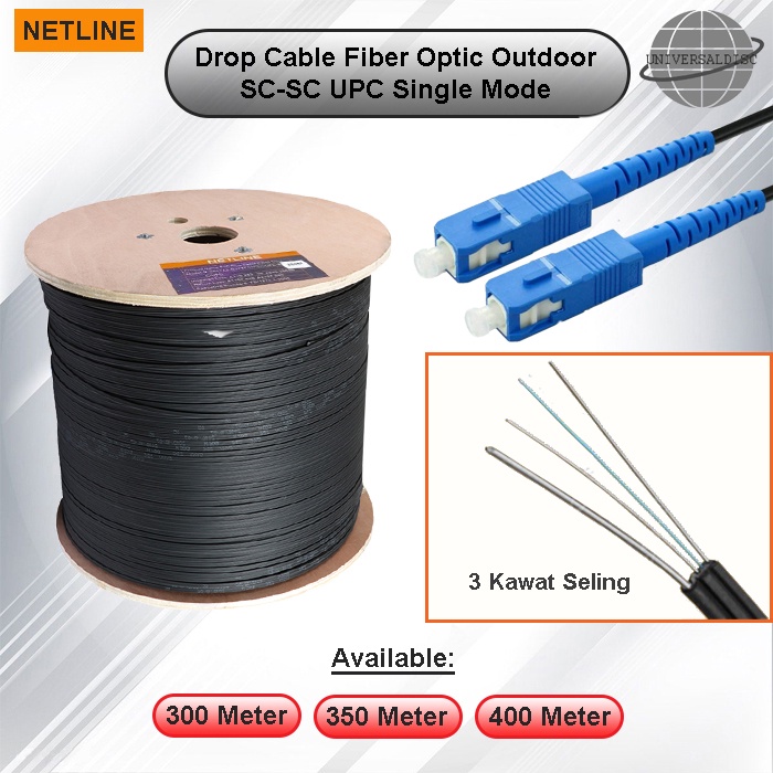 Jual Drop Cable Fiber Optic SC Single mode 300m Outdoor Netline 300 ...