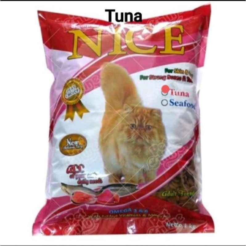 Jual Nice seafood bentuk ikan makanan kucing kemasan 1kg - cat food ...