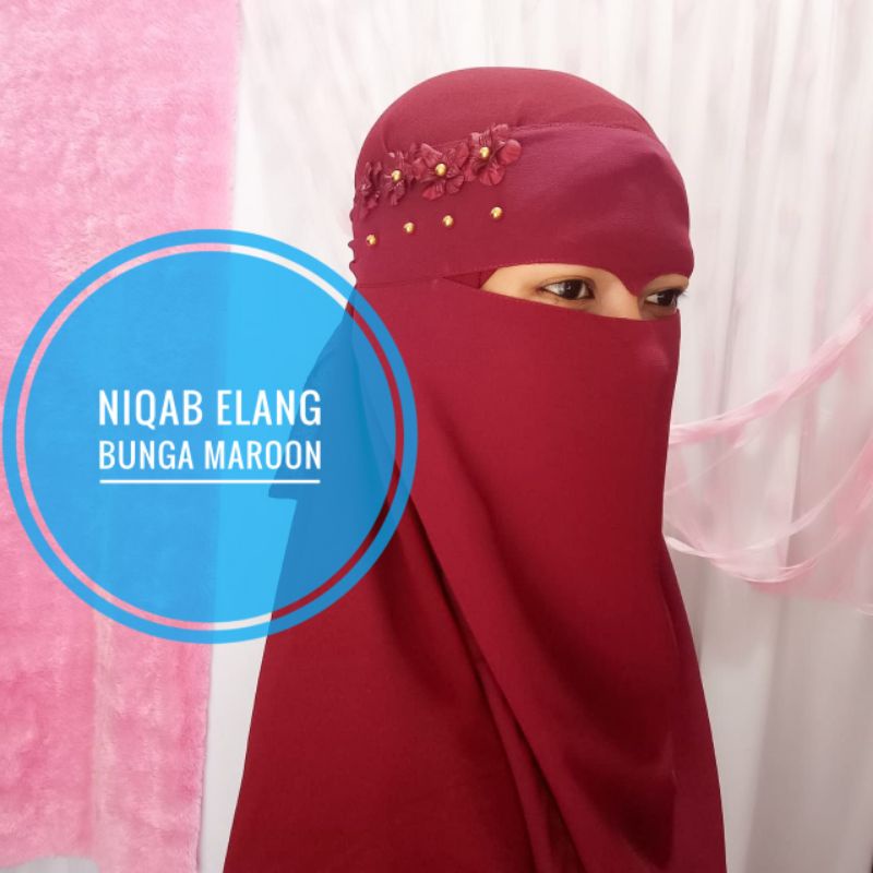Jual cadar niqab bandana elang bunga maroon | Shopee Indonesia